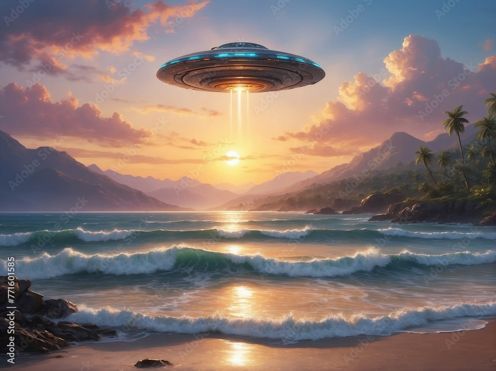 Extraterrestrial Encounters: Futuristic UFO Abduction Concept - Sci-Fi ...