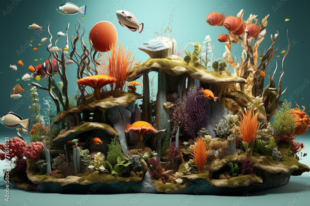 Nature, environment and science concept. Three dimensional illustration ...