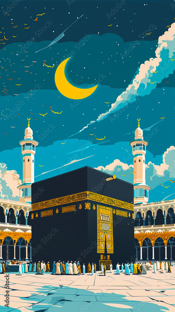 Masjid al Haram. Great Mosque of Mecca. Sacred Mosque surrounds Kaaba ...