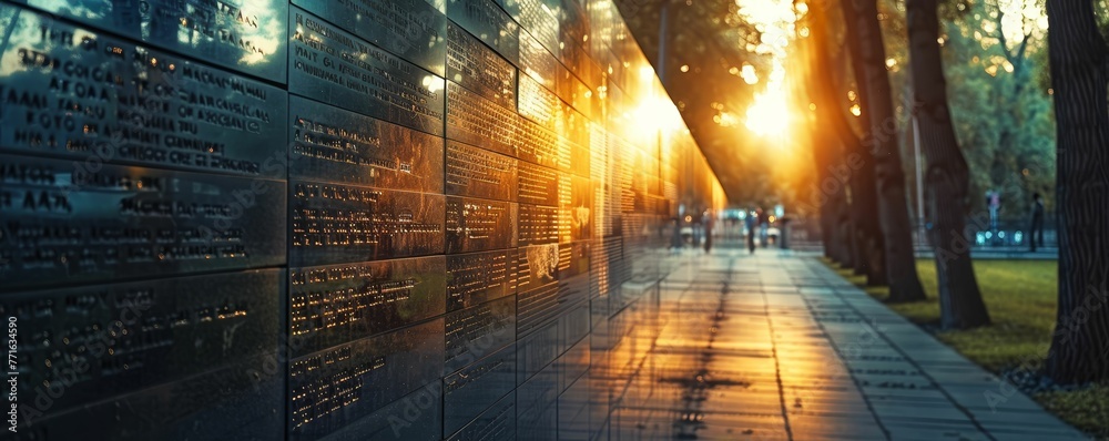 Memorial wall with names of the lost, remembrance, epidemics toll Stock ...