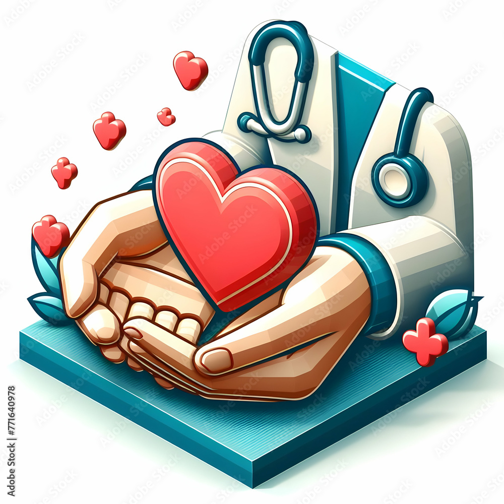 3d flat icon as Healing Hands as Compassionate Doctors in doctor day ...