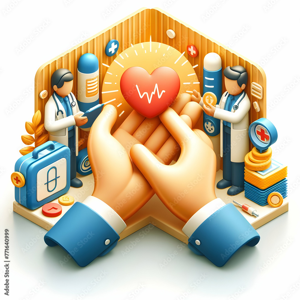 3d flat icon as Healing Hands as Compassionate Doctors in doctor day ...