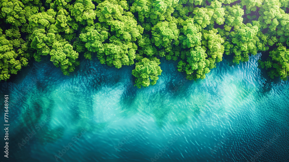 Carbon capture concept. Natural carbon sinks. Mangrove trees capture ...