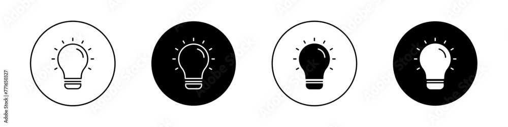 Bulb icon set. lightbulb vector symbol. lamp pictogram. idea lamp sign ...
