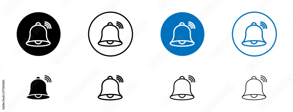 Bell Ring Line Icon Set. Notification Attention Ring Vector Icon ...
