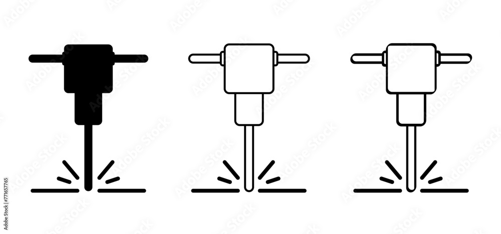Jackhammer icon. Chipping hammer, concrete breaking tools Concrete ...