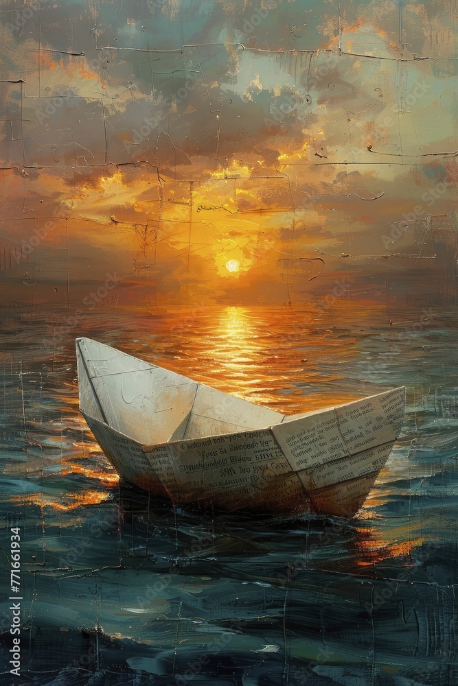 The paper boat gracefully navigates through a vast sea of words ...