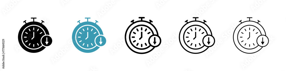 Time Management and Reduction Icons. Decrease Working Hours and Save ...