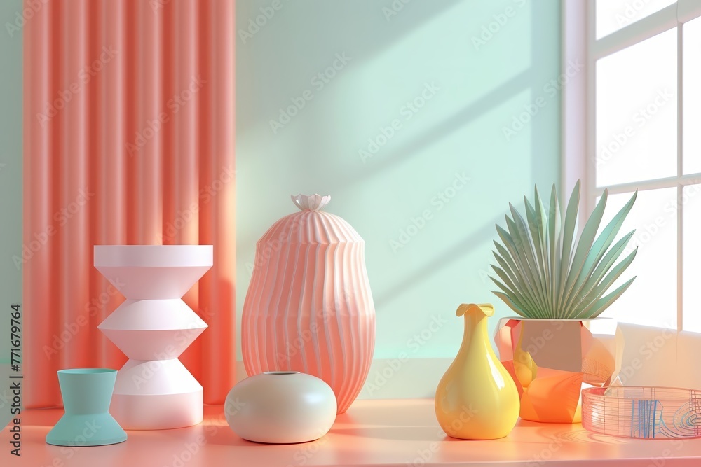 Integration of colors, shapes, and textures to create clay style of A ...