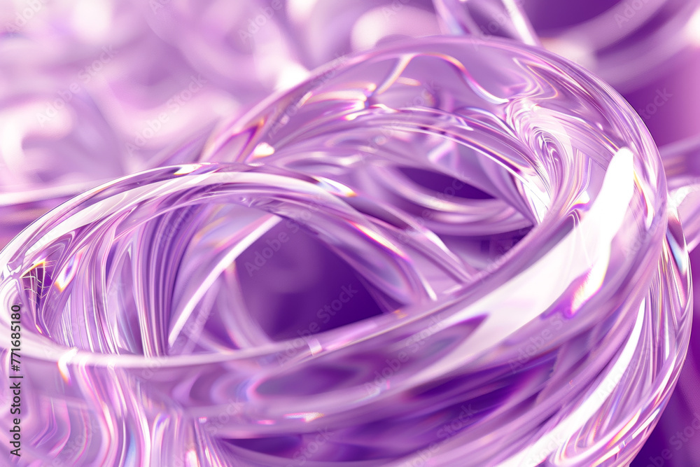 Abstract geometric violet background with glass spiral tubes, flow ...