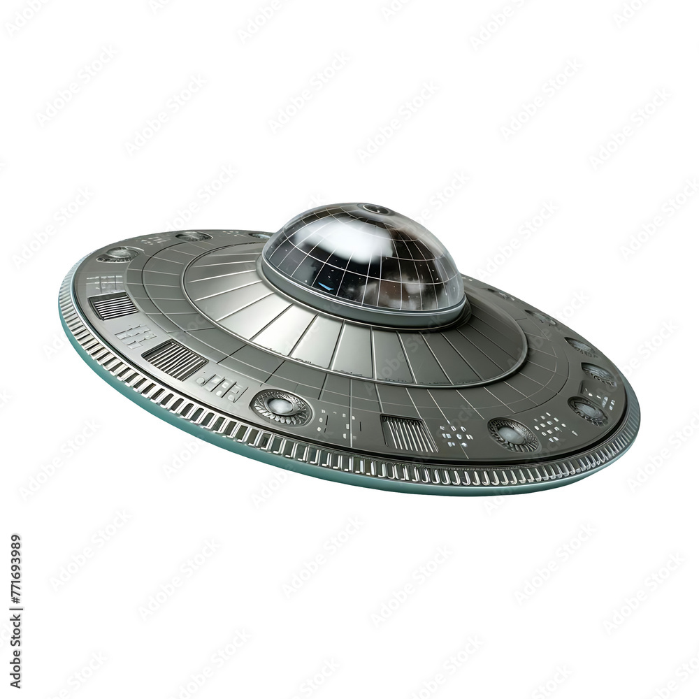 Silver flying saucer futuristic ufo spaceship png isolated on ...