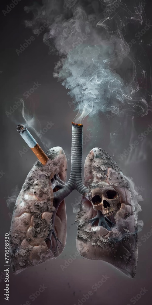 The lungs of a smoker who has been smoking all year round are covered ...