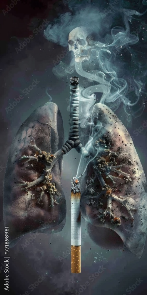 The lungs of a smoker who has been smoking all year round are covered ...