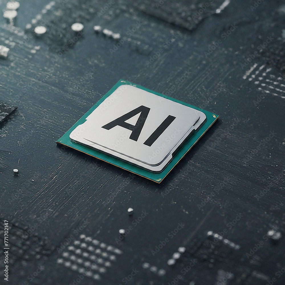 AI processor on the motherboard. Artificial intelligence processing ...