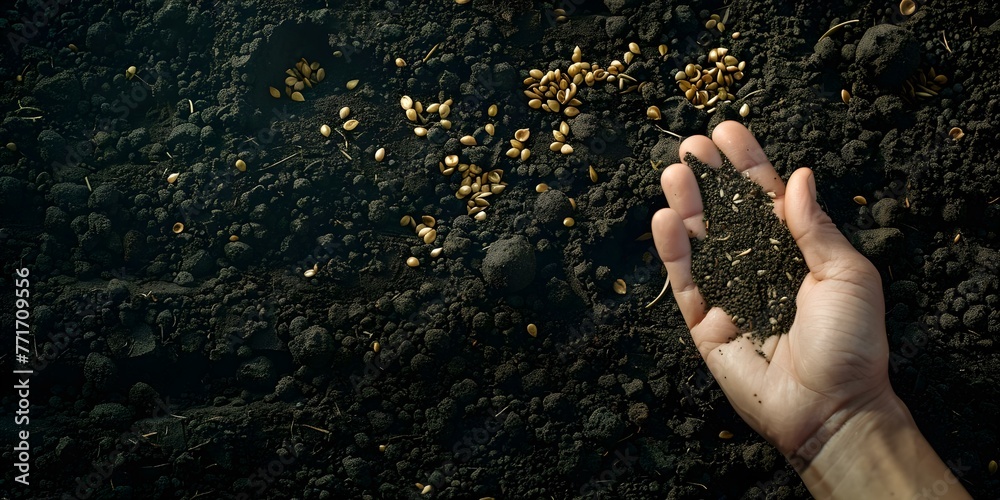 Person sowing seeds in fertile soil symbolizes growth and abundance in ...