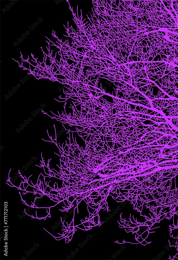 arboles, vector, silueta, paisaje, arbol, florecer, ramas, hojas ...