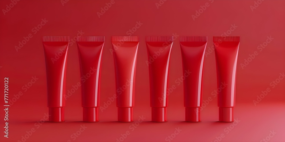 Red cosmetic tubes with closed blank caps realistic mockup for ointment ...