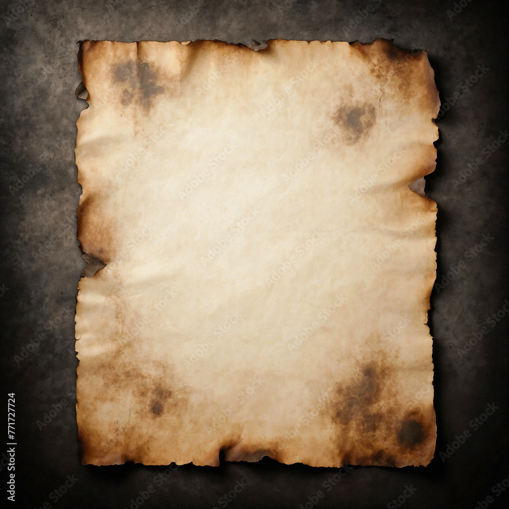 This plain grunge paper features a distressed sheet of parchment with ...