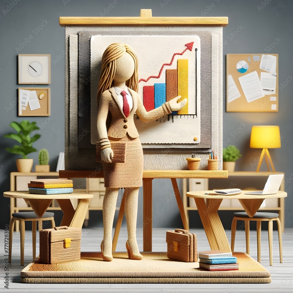 ai generated company business presentation 3D realistic a female ...