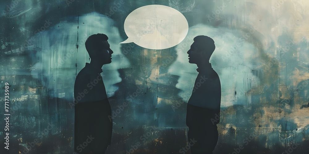 Man with Two Shadows Analyzing Evidence Incident with Speech Bubble ...