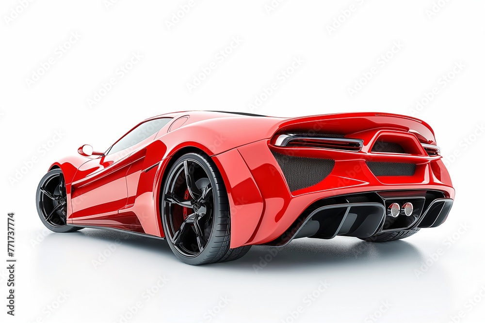 a sports car front and side view isolated into white, sports car ...