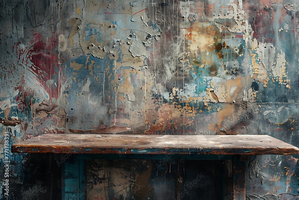 Panoramic or panorama banner of an old abstract table top workbench ...