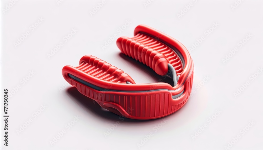 Red sports mouthguard isolated on white backdrop. Protective mouthpiece ...