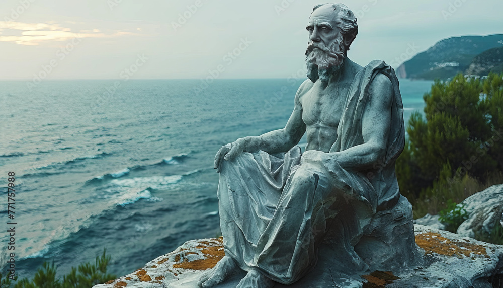 a statue of an ancient Greek philosopher deeply connected to Stoicism ...