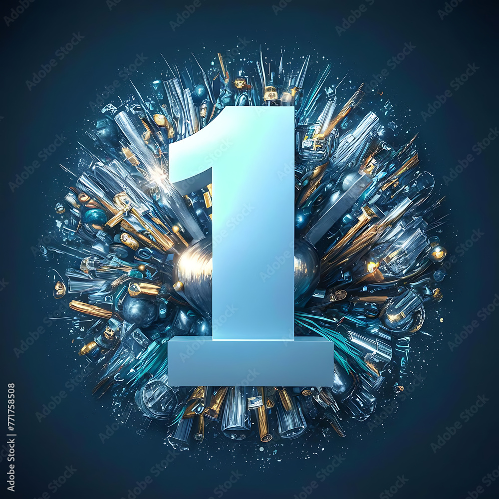 the concept of "number 1," with a prominent numeral "1" displayed ...