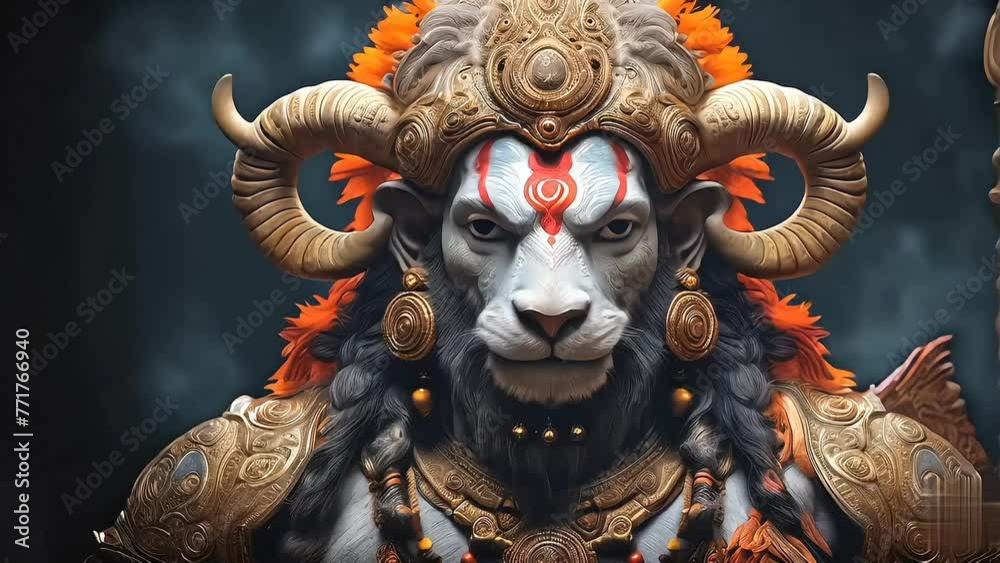 illustration of Lord Narasimha the fourth avatar of the Hindu god ...