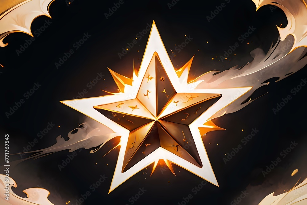 Astral Compass Star Burst. A golden compass star emerges from dark ...