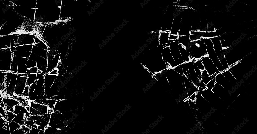 broken glass realistic texture with cracks, overlay photo of cracked ...