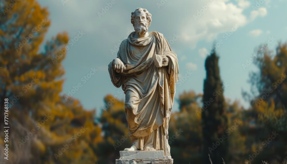a statue of an ancient Greek philosopher deeply connected to Stoicism ...