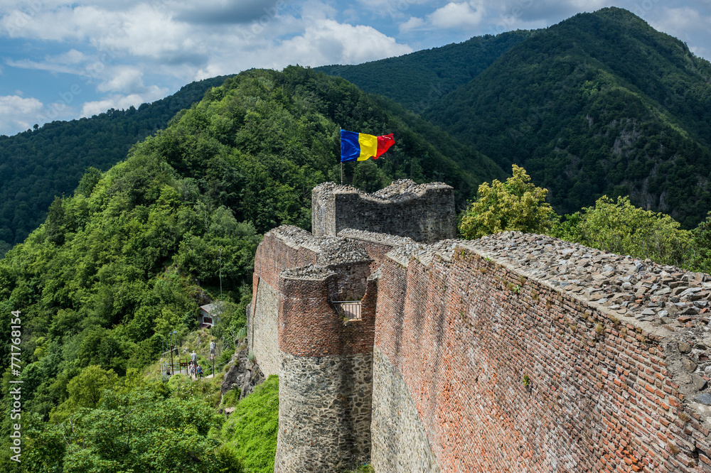 Poenari ruined castle, home of Vlad the Impaler on Cetatea Mountain ...