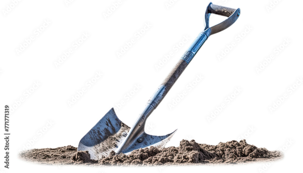 Shovel in the sand isolated in no background with clipping path Stock ...