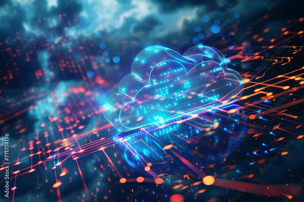 Data exchange, digital technology background, software development ...