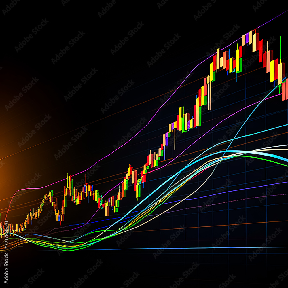 A colorful graph with a dark background. The graph is showing a ...