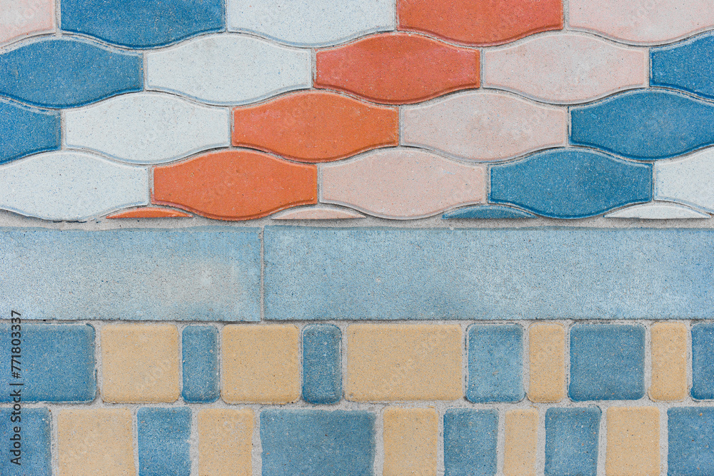 Two Kinds Paving Colored Tiles Dividing Border Curb Mosaic Stone Street ...