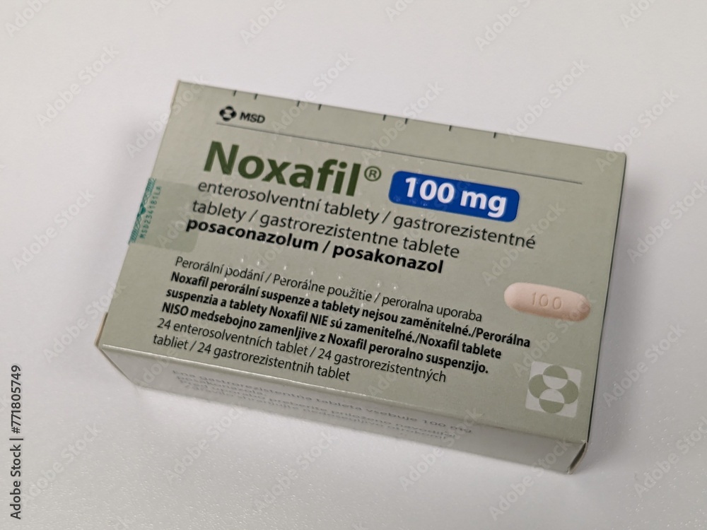 Prague,Czech republic- April 4 2024: NOXAFIL box of medication with ...