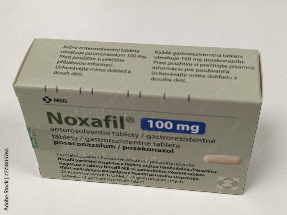 Prague,Czech republic- April 4 2024: NOXAFIL box of medication with ...