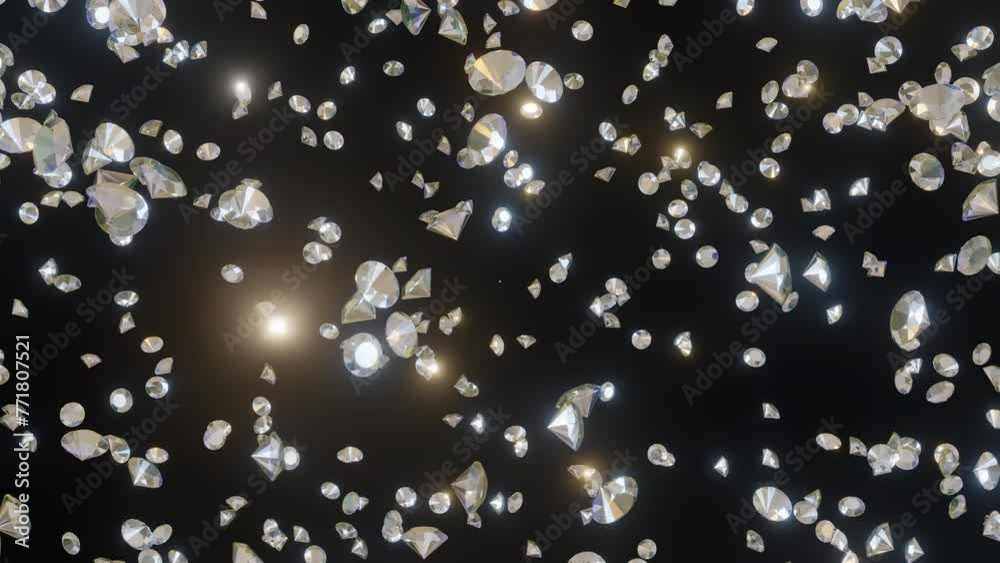 Flying many jewelry diamonds on transparent background. Shine ...