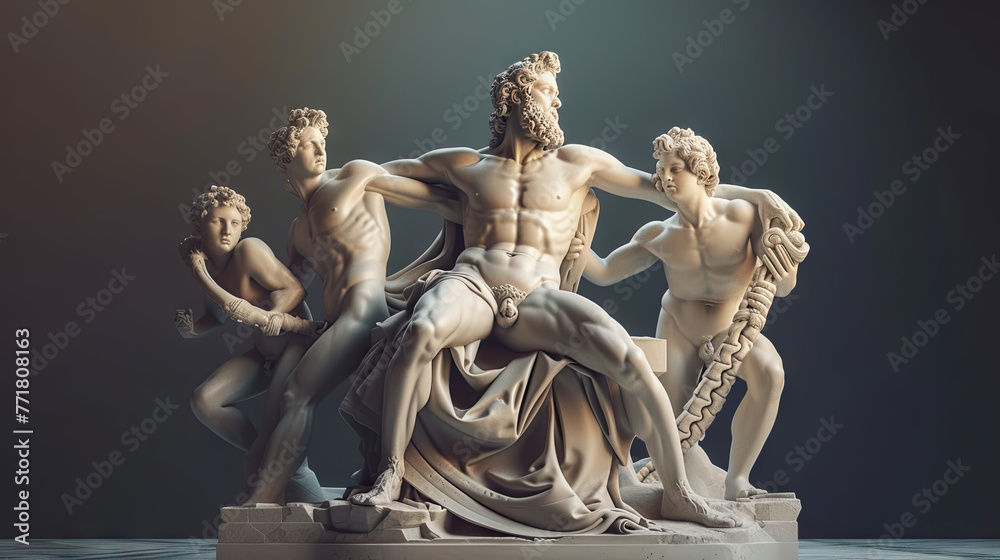 Laocoon and His Sons Famous Ancient Sculpture in 3D Illustration Render ...