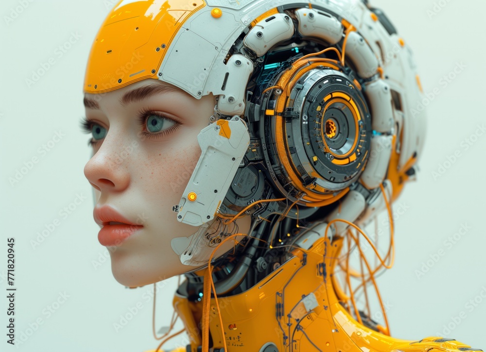 Female Robot Upclose created with Generative AI Technology, ai ...