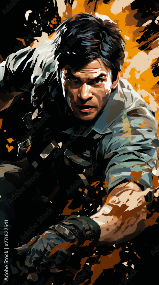 Illustrated Male Character in Action Pose Stock Illustration | Adobe Stock