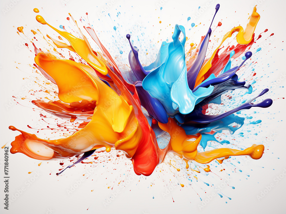 Abstract art: different paint colors merge and absorb into paper. Stock ...