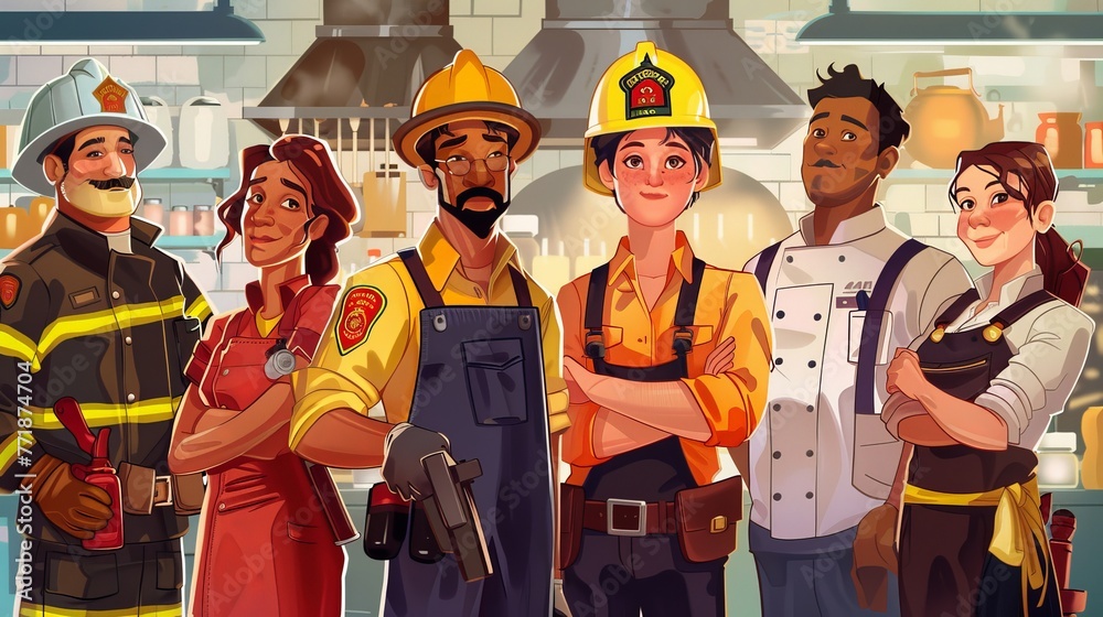 Showcase a diverse range of professions. Picture a firefighter, a ...