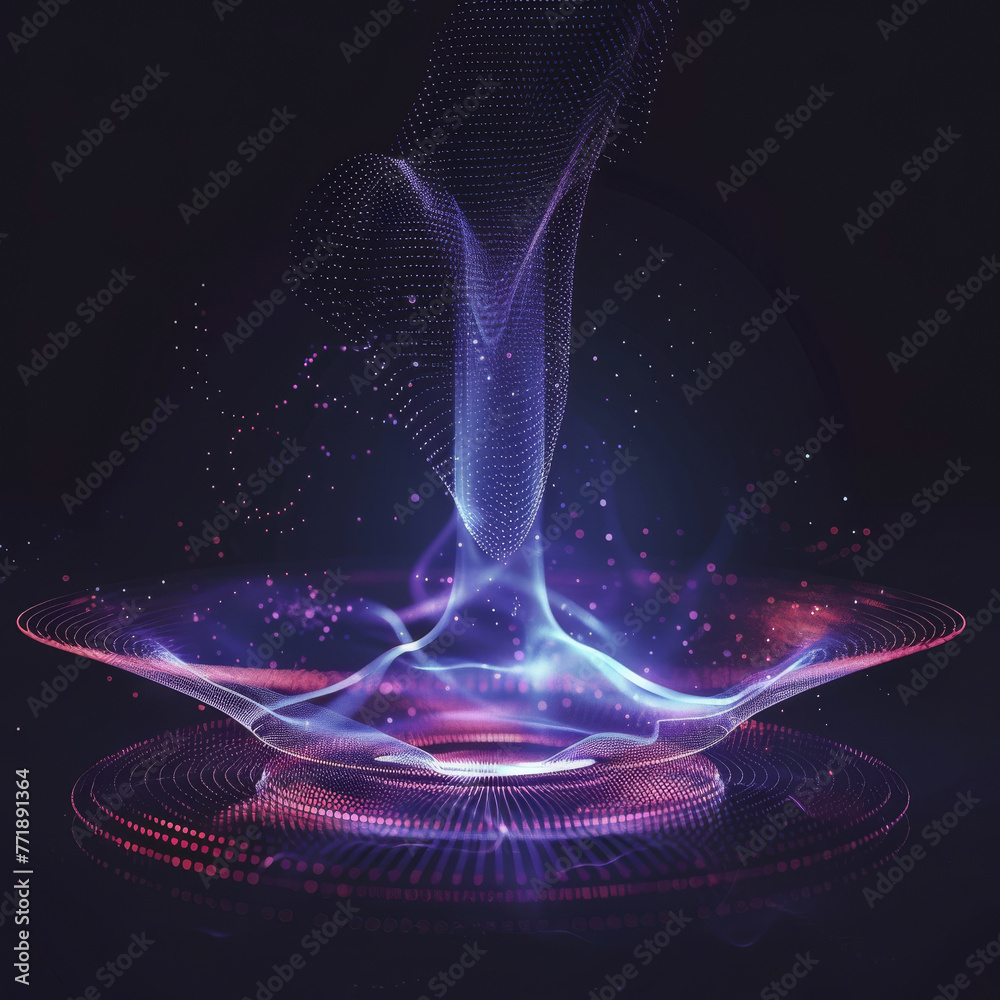 Ethereal sound wave energy with a circular particle aura on a clean ...
