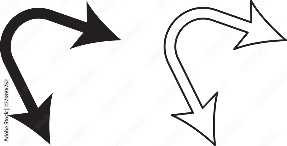 Black double arrow with loop in different directions. Alternate Route ...