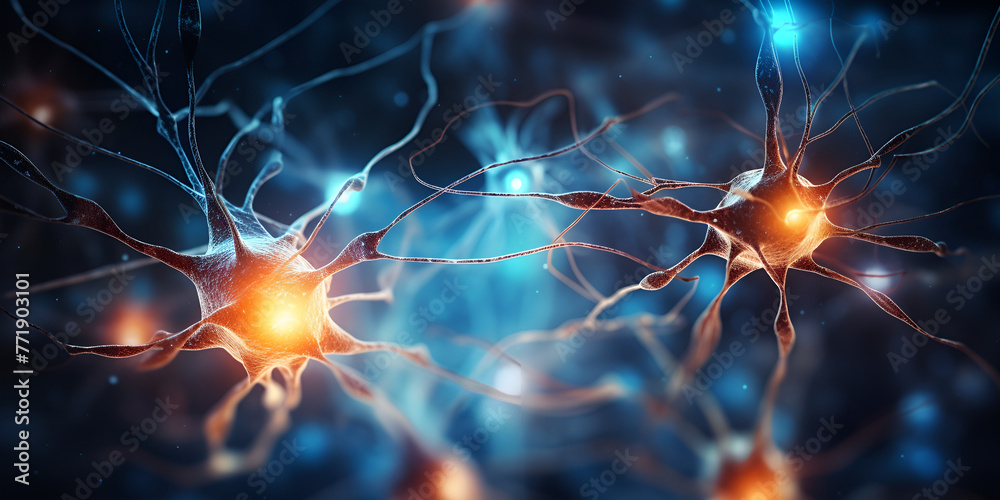 Nerve cell banner System neuron of brain with synapses Generative AI ...