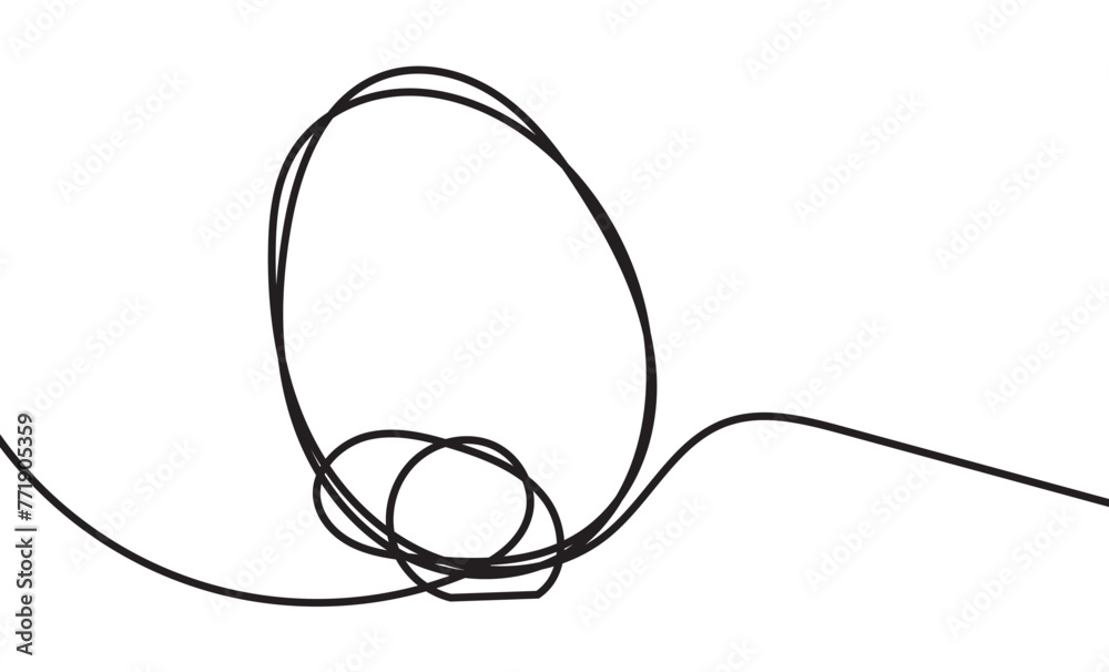 Easter egg one line drawing .Continuous line drawing of simple egg ...